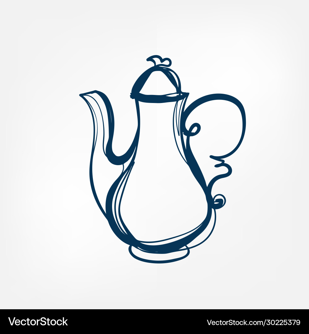 Teapot one line design element isolated Royalty Free Vector