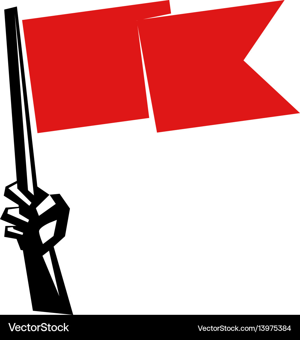 Hand holding a red flag Royalty Free Vector Image