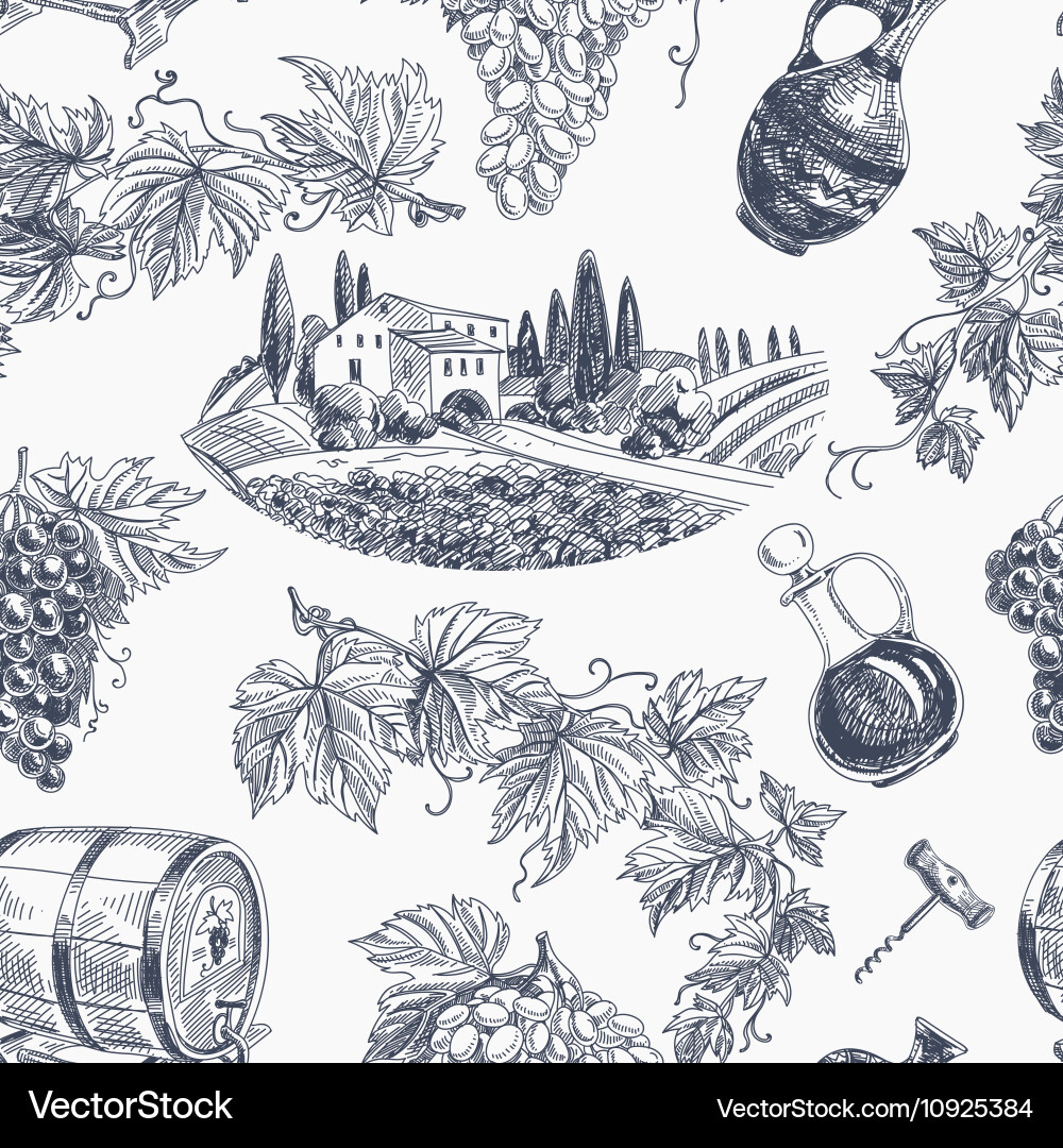 Wine retro seamless pattern Royalty Free Vector Image