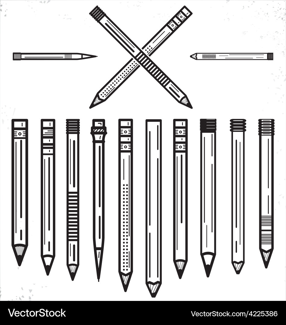 Outline Pencils Clip Art Set Royalty Free Vector Image - VectorStock