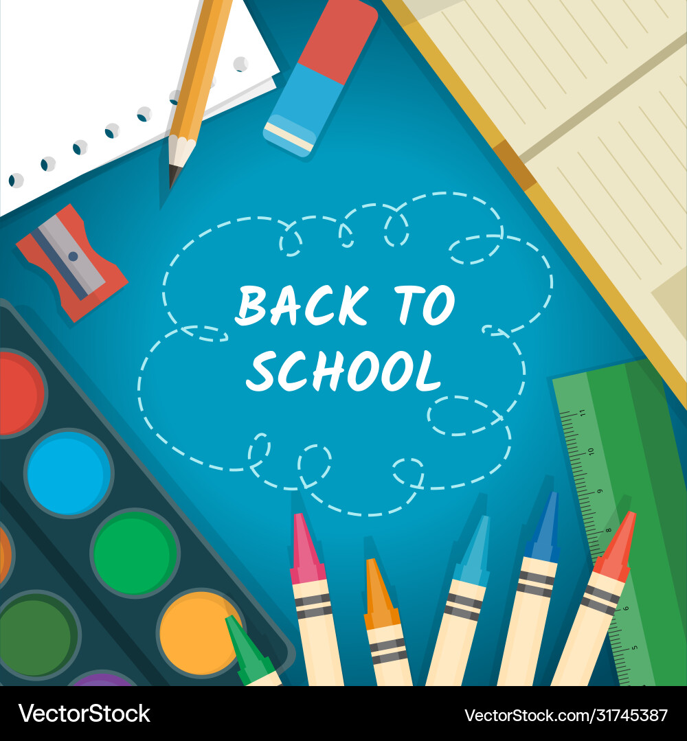 Back to school background with colored pencils Vector Image