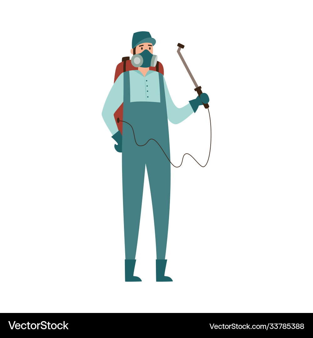 Pest control exterminator spraying toxic spray Vector Image