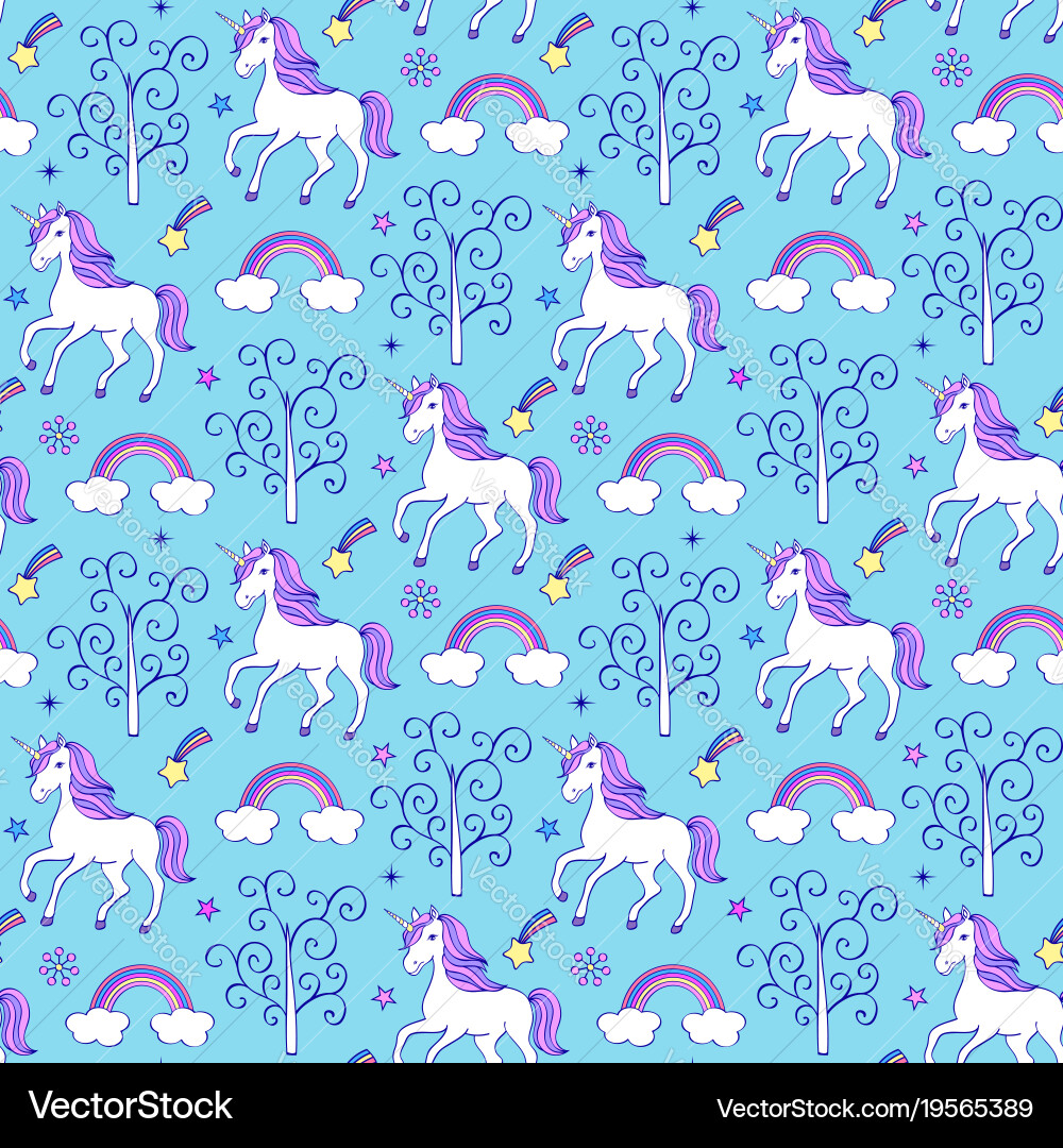 Pattern with unicorns Royalty Free Vector Image