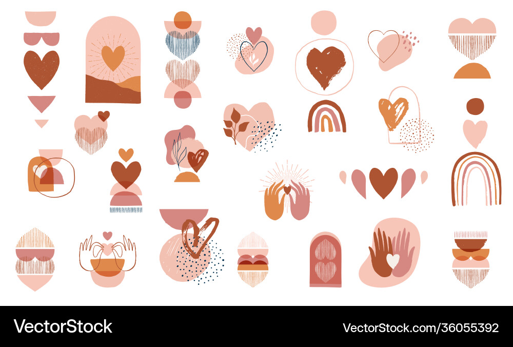 Bohemian boho valentines day hand Royalty Free Vector Image