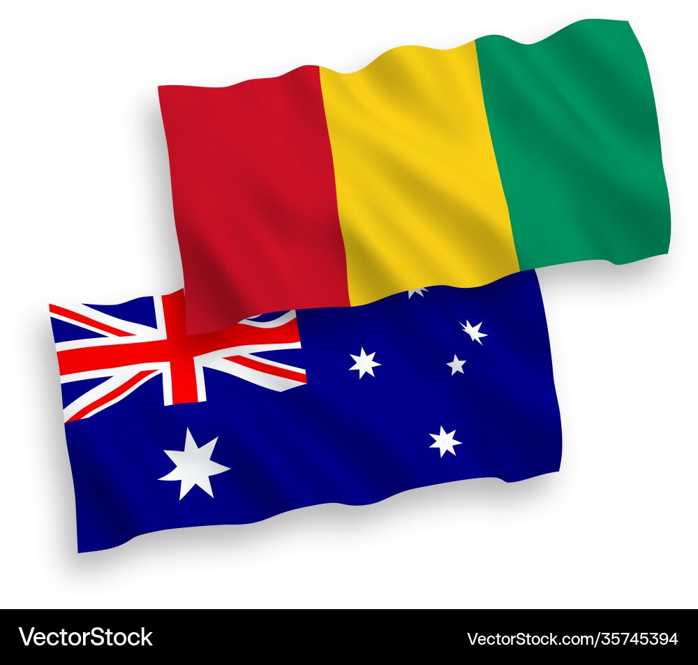 Flags australia and guinea on a white Royalty Free Vector