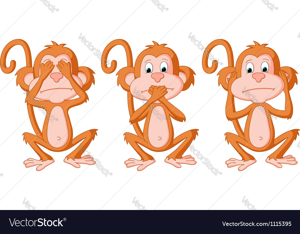3 Wise Monkey Pose Royalty Free Vector Image - VectorStock