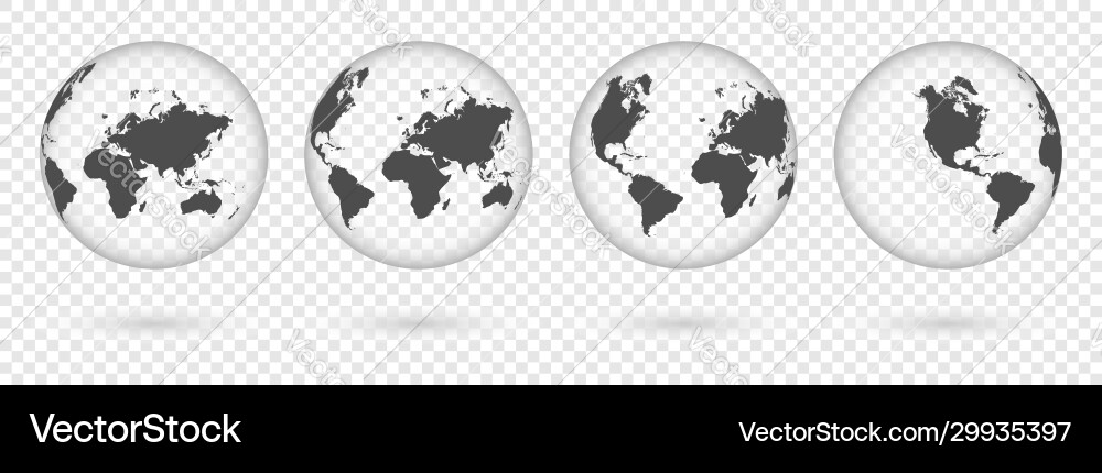 Transparent earth globes from different sides Vector Image