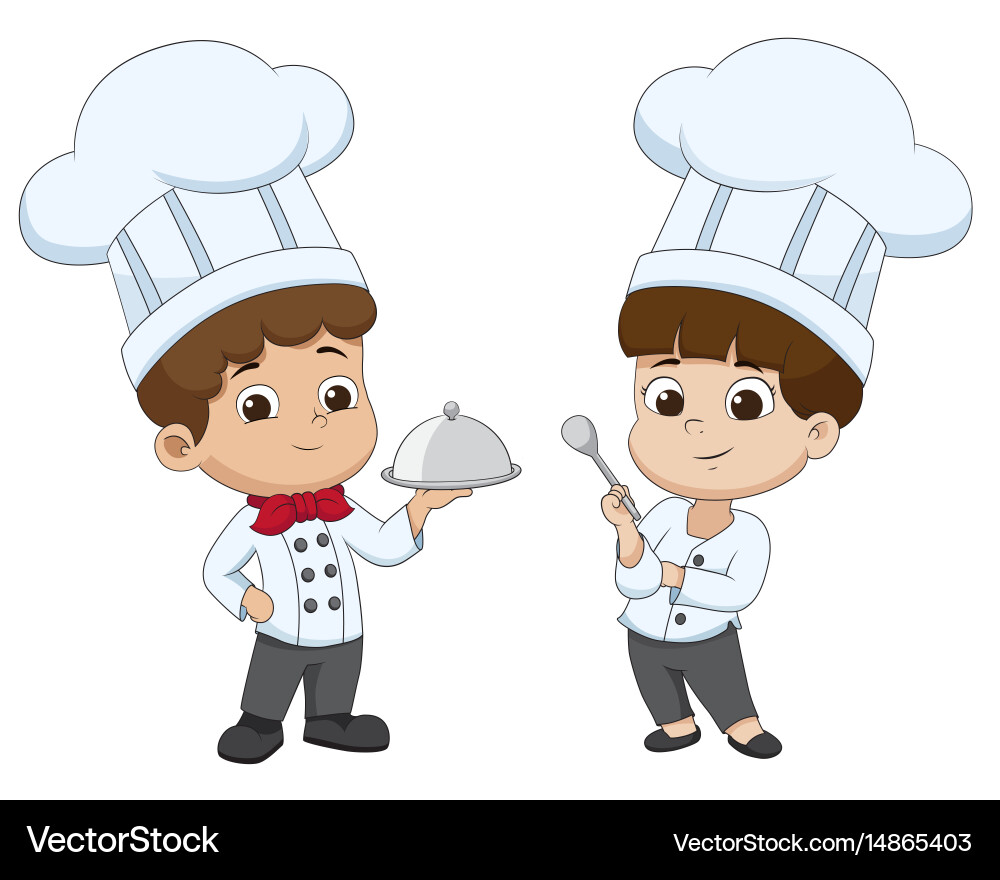Kid cartoon chef are preparing food Royalty Free Vector
