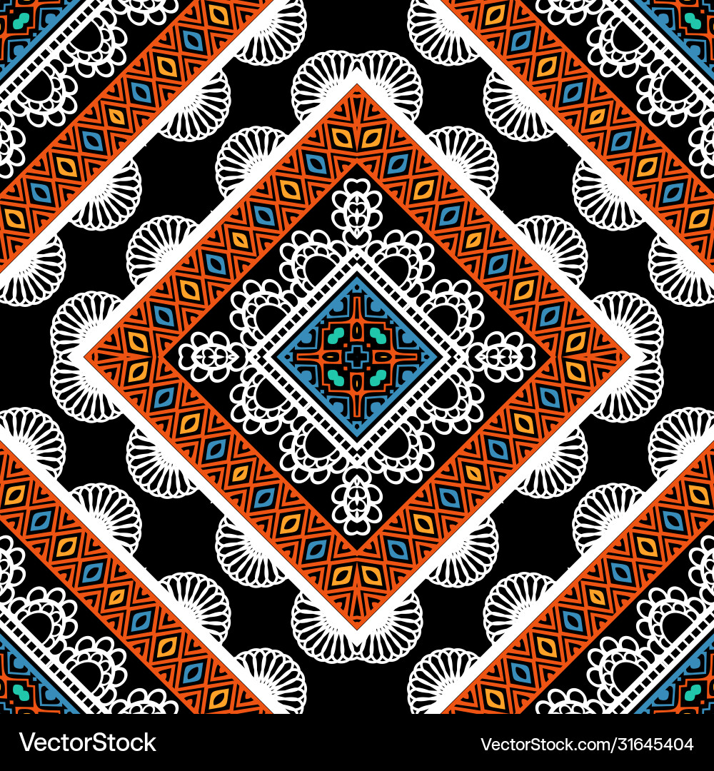 Colorful lace ethnic floral seamless pattern Vector Image