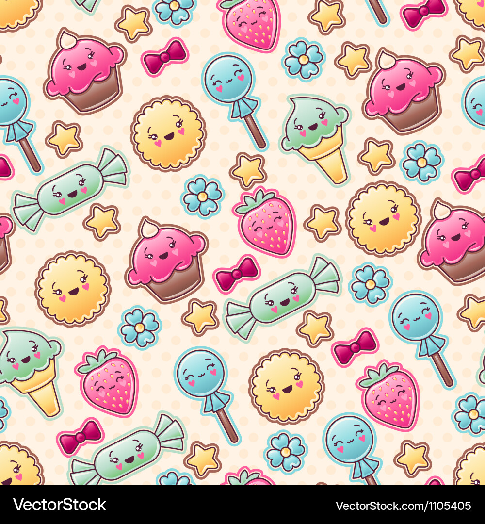 Seamless kawaii child pattern with cute doodles Vector Image