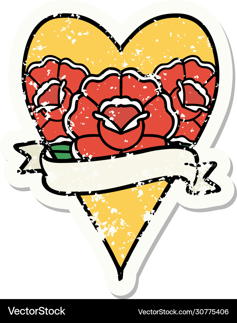 Traditional distressed sticker tattoo a heart Vector Image