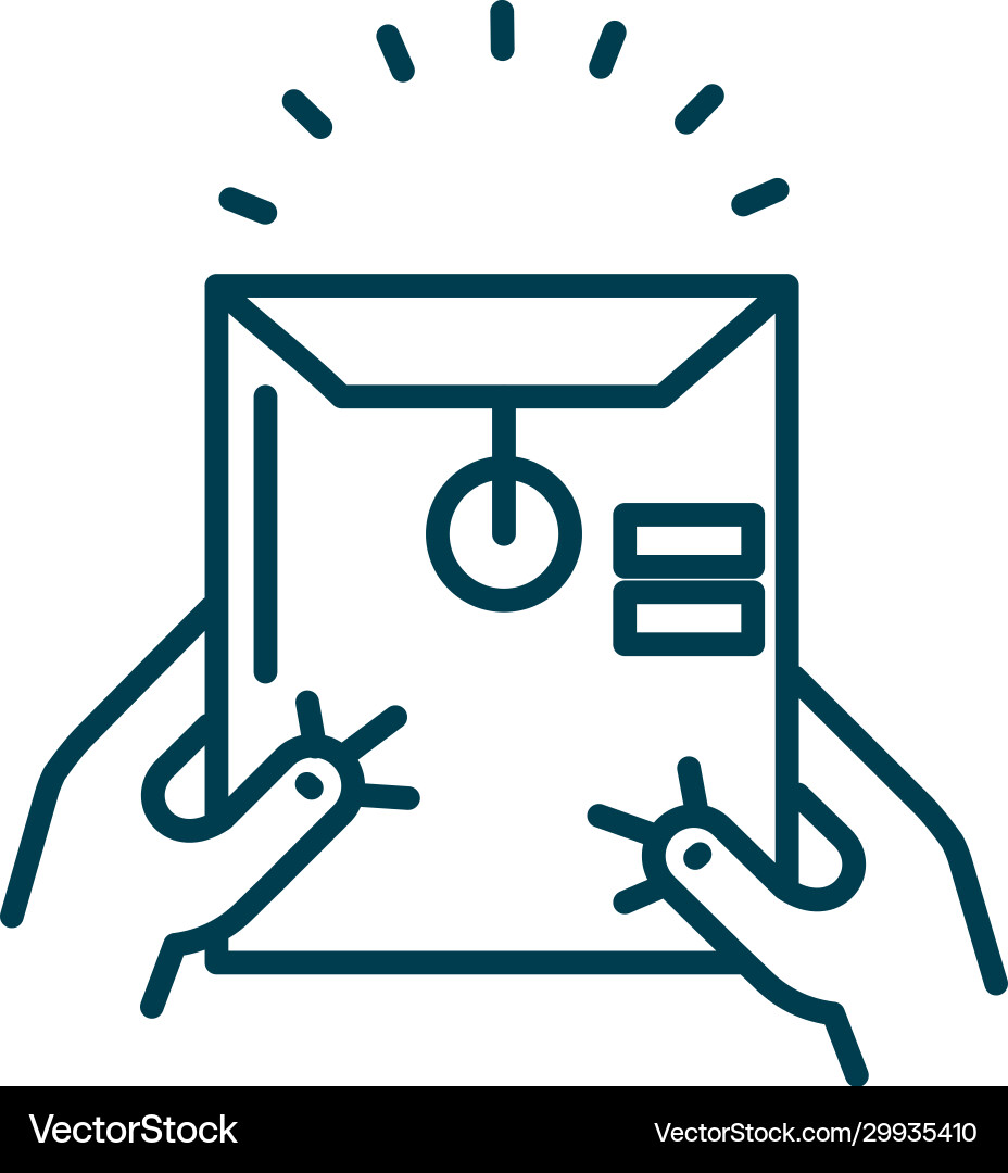 Hand holding a document envelope icon line style Vector Image