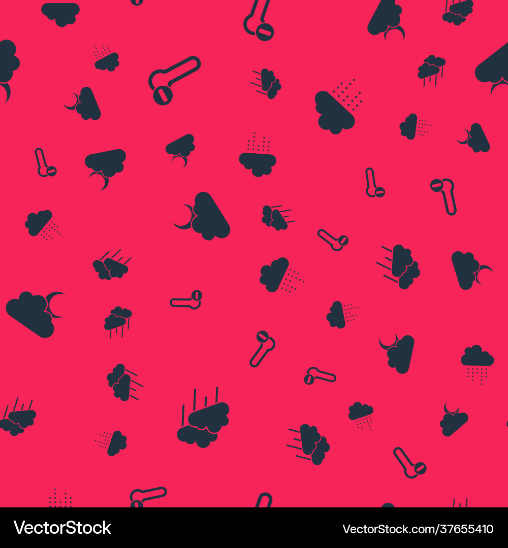 Set cloud with rain meteorology thermometer moon Vector Image