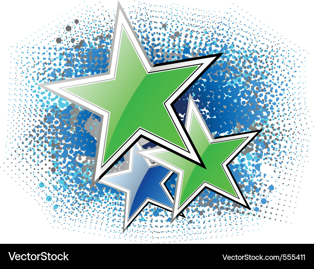 Green stars on the blue background Royalty Free Vector Image