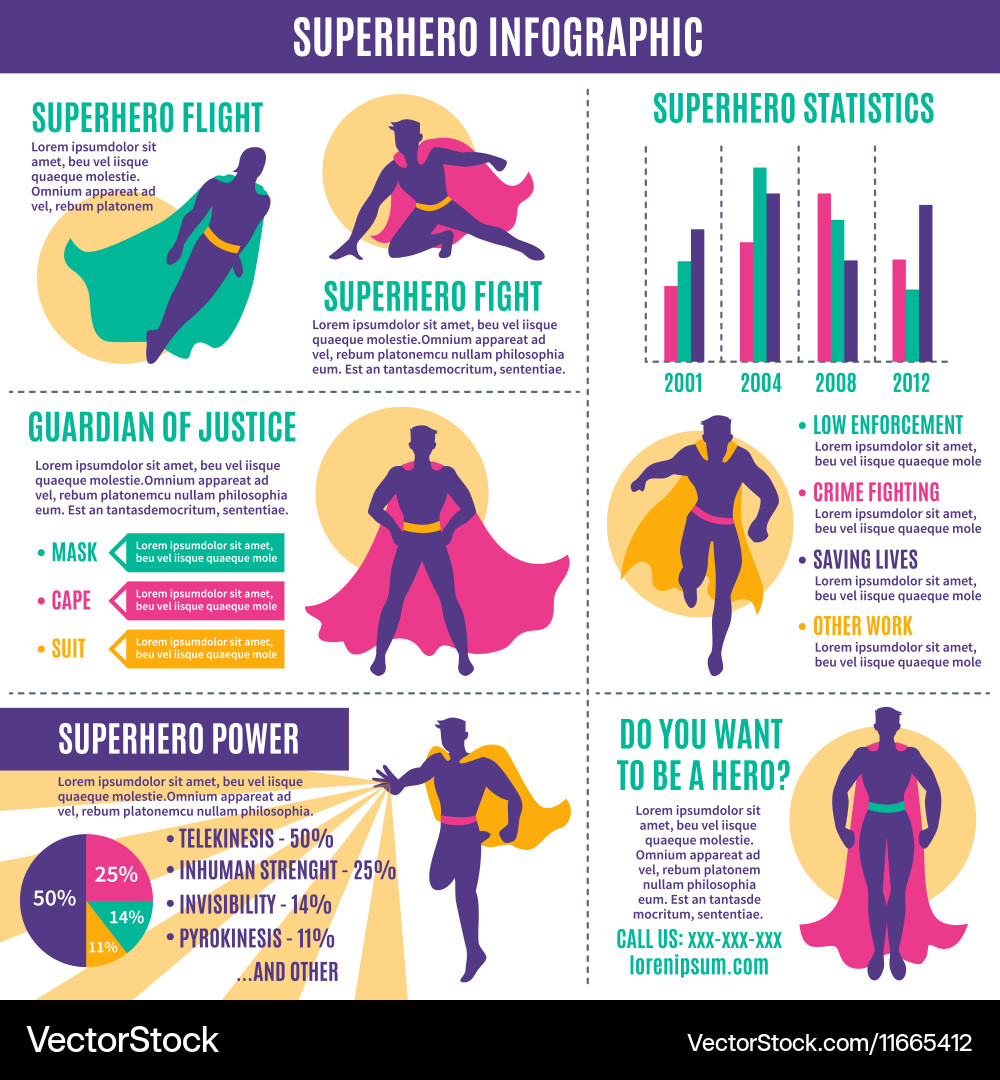 Superhero Infographics Layout Royalty Free Vector Image