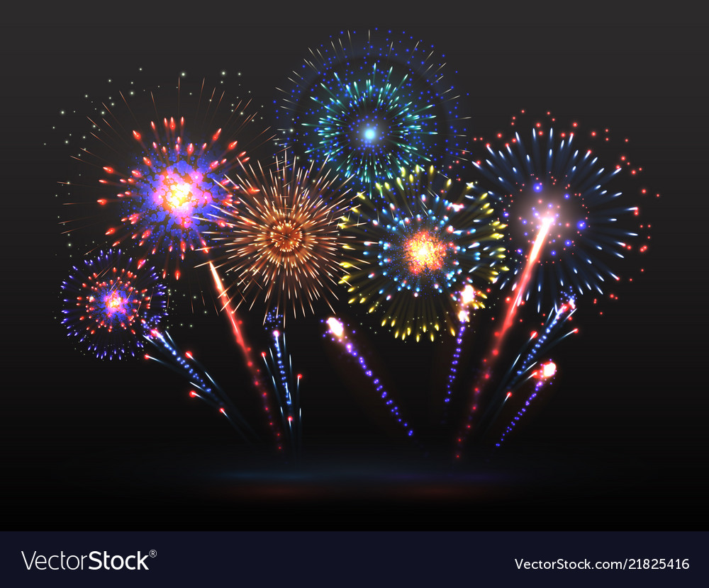 Fireworks background firework petard exploding Vector Image