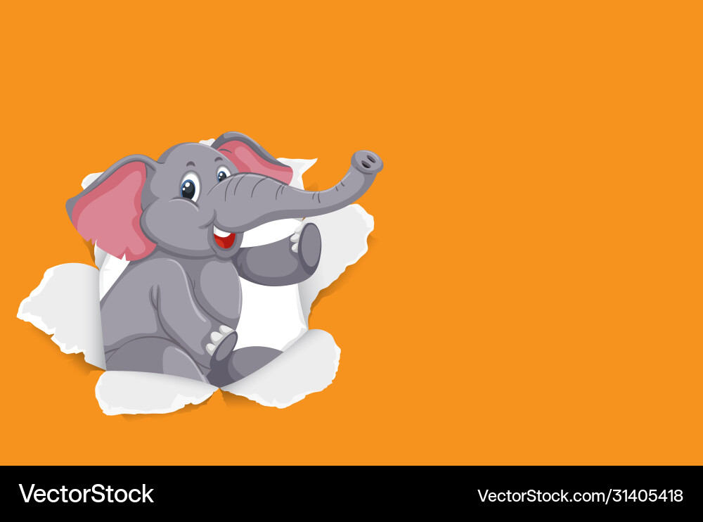 Background template design with wild elephant Vector Image