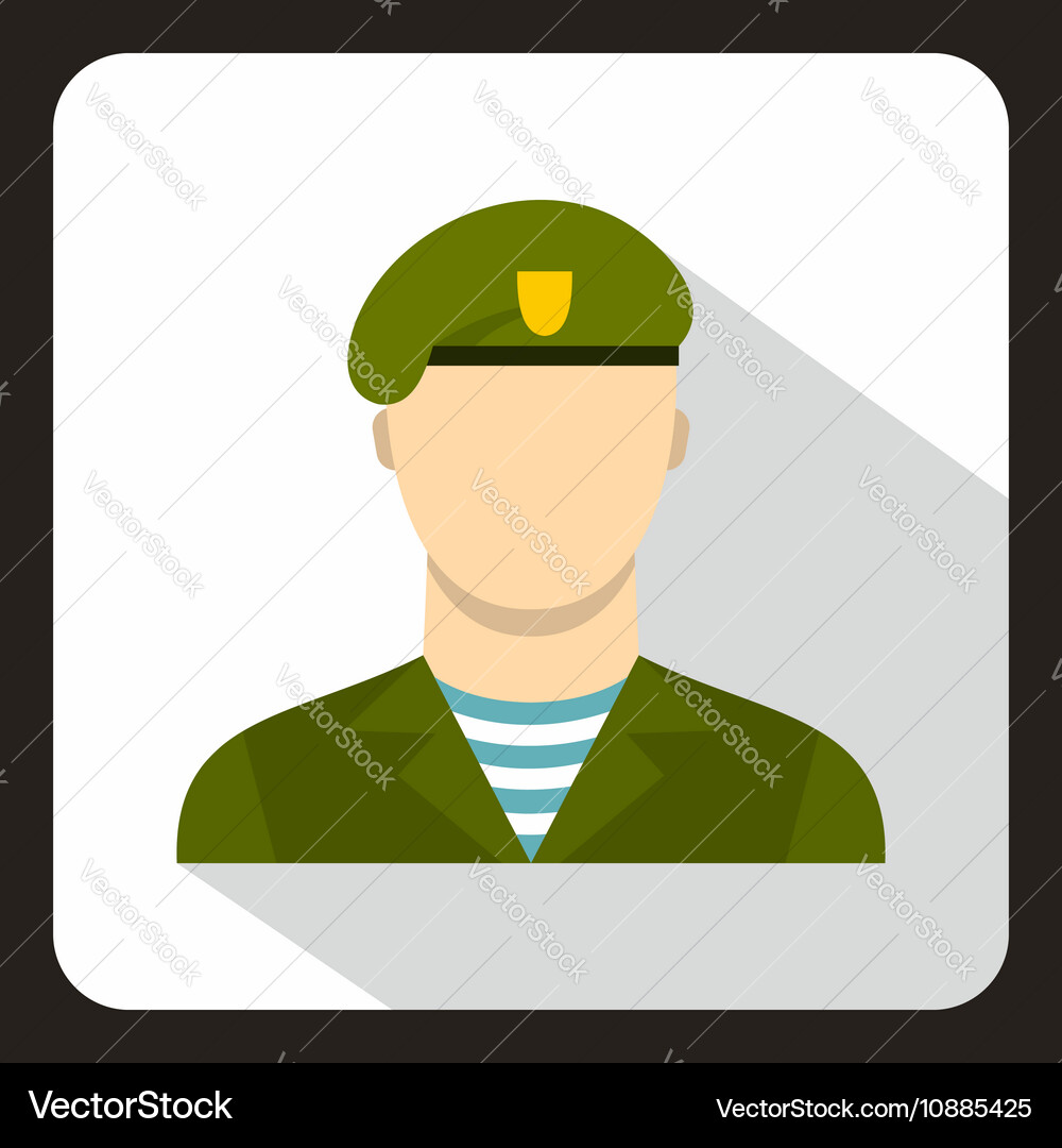 Modern army soldier icon flat style Royalty Free Vector