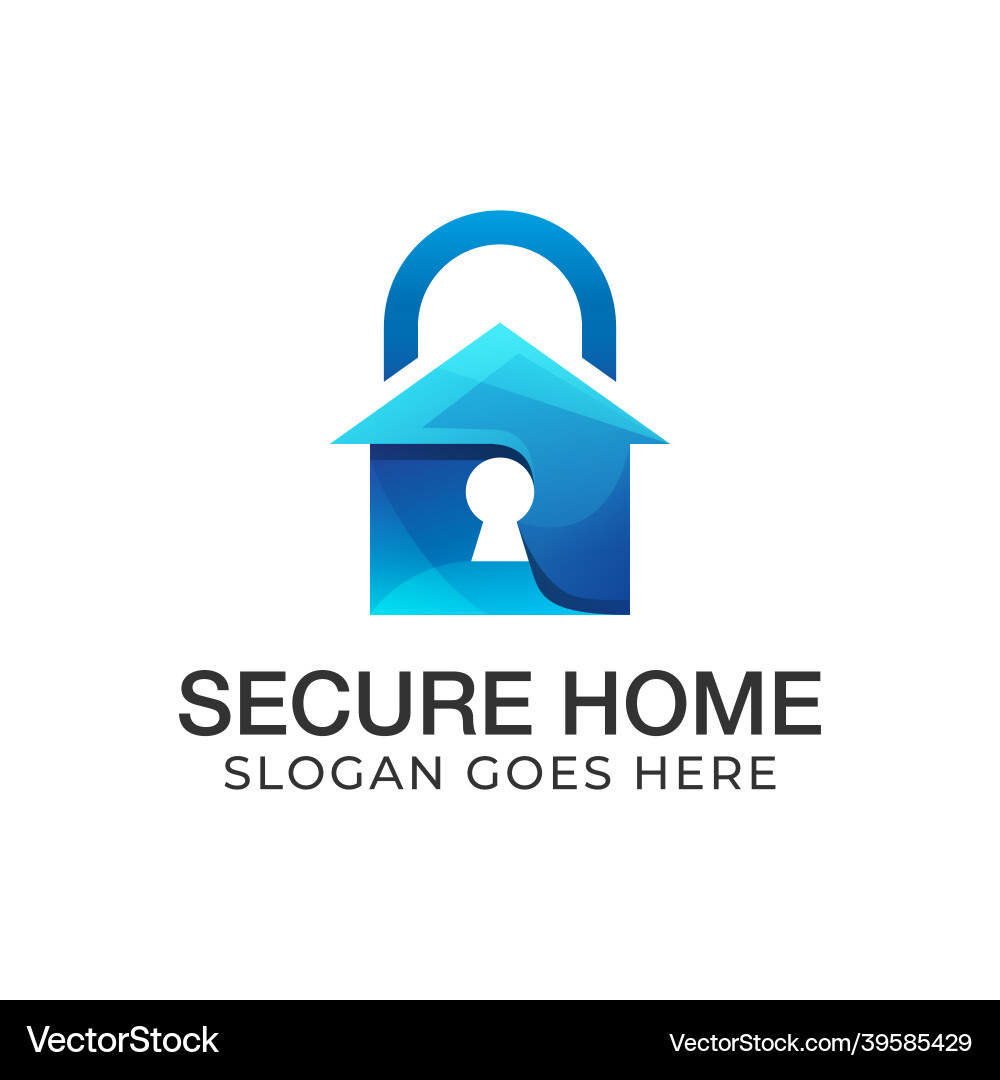 Gradient secure home logo home lock real estate Vector Image