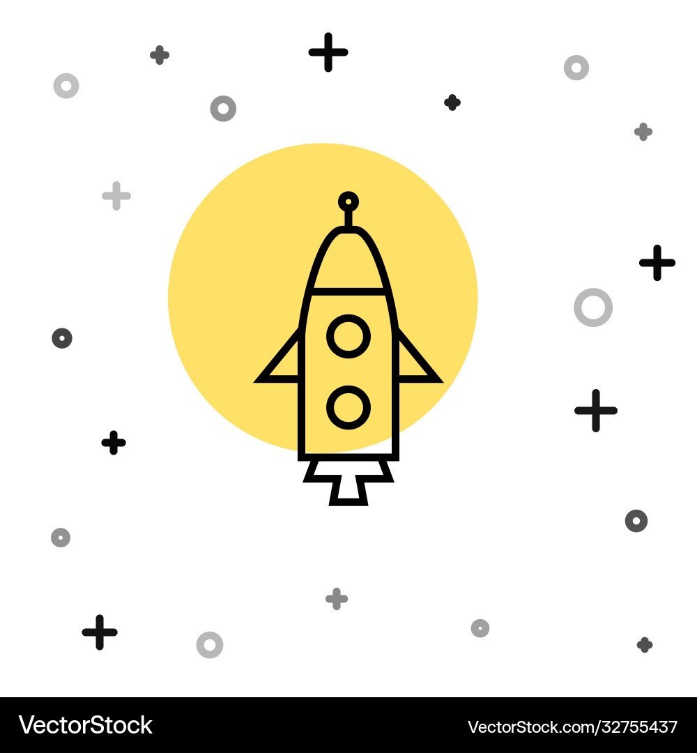 Black line rocket ship icon isolated on white Vector Image