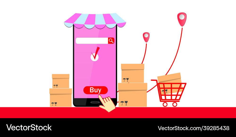 E-commerce online shopping through smartphone Vector Image