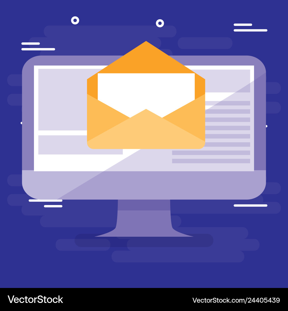 Computer desktop with envelope email Royalty Free Vector