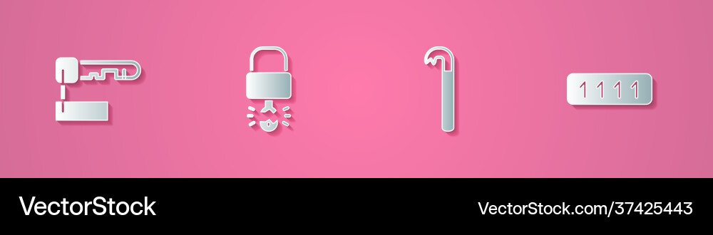 Set paper cut marked key key broke inside Vector Image