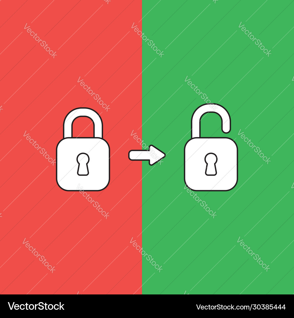 Concept closed locked padlock opened unlocked Vector Image