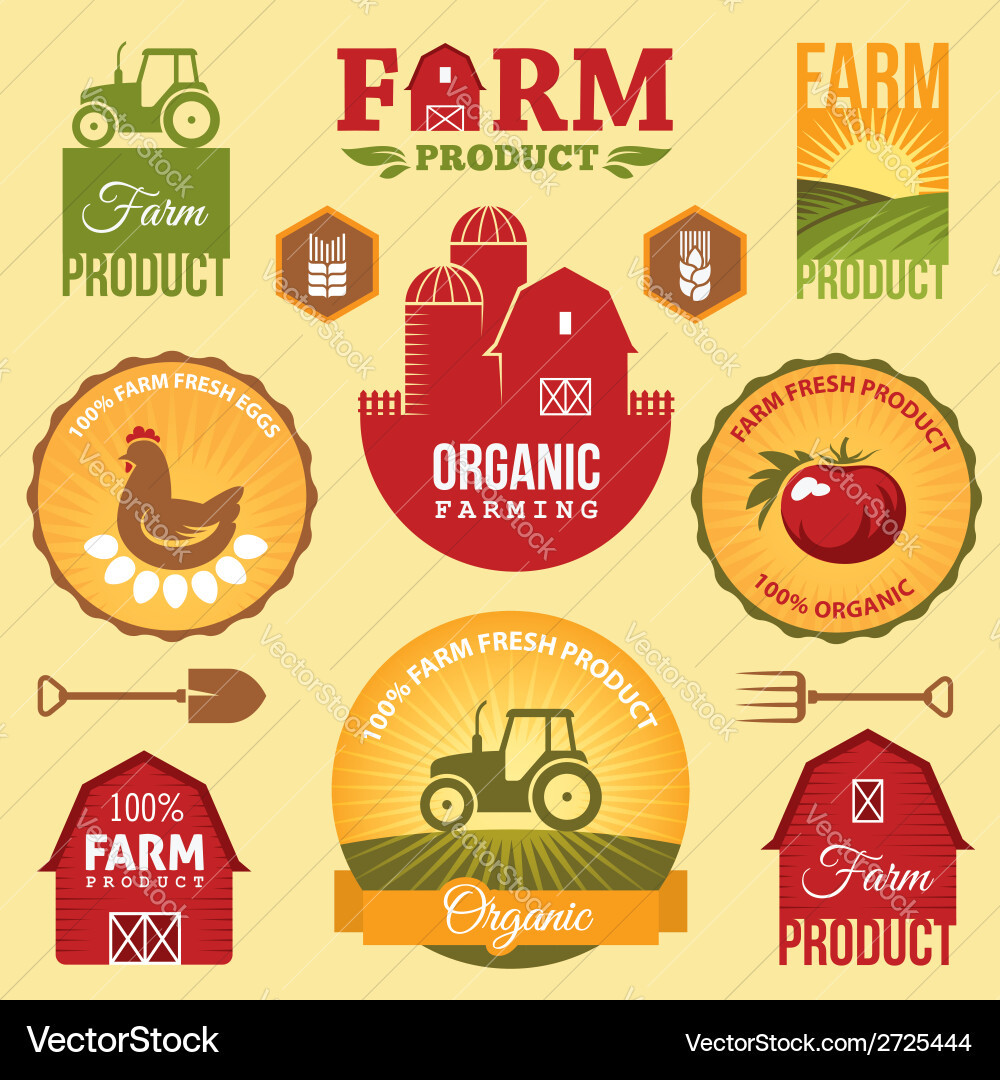 Farm labels Royalty Free Vector Image - VectorStock