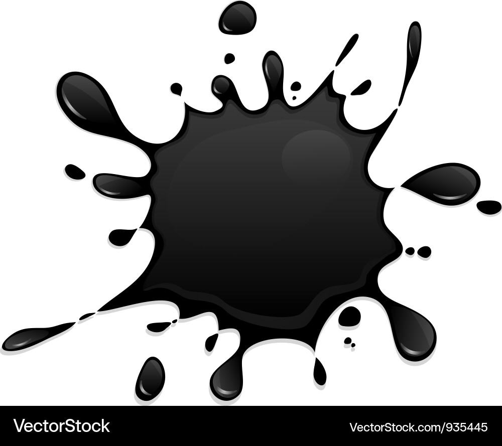 Black paint glossy splash droplet ink Royalty Free Vector