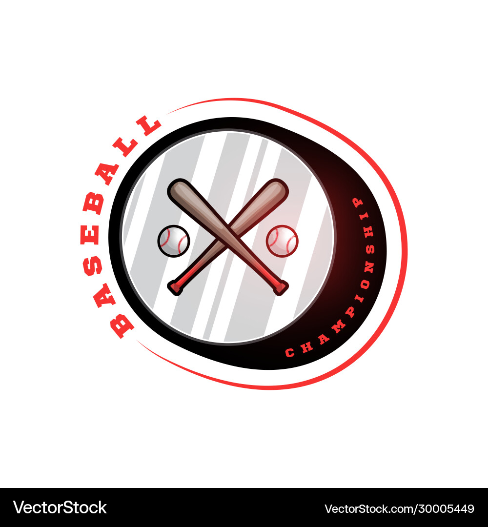 Baseball circular logo with cross bat modern Vector Image