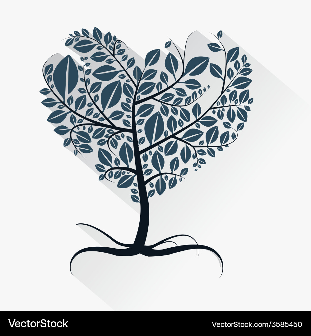 Abstract Heart Shaped Tree with Roots Royalty Free Vector