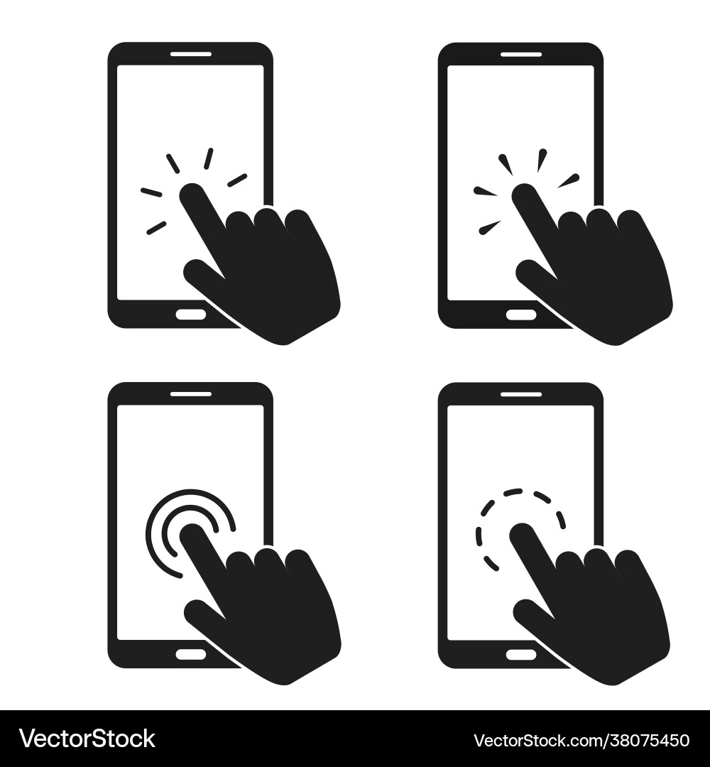 Hand touch screen smartphone icon smartphone Vector Image