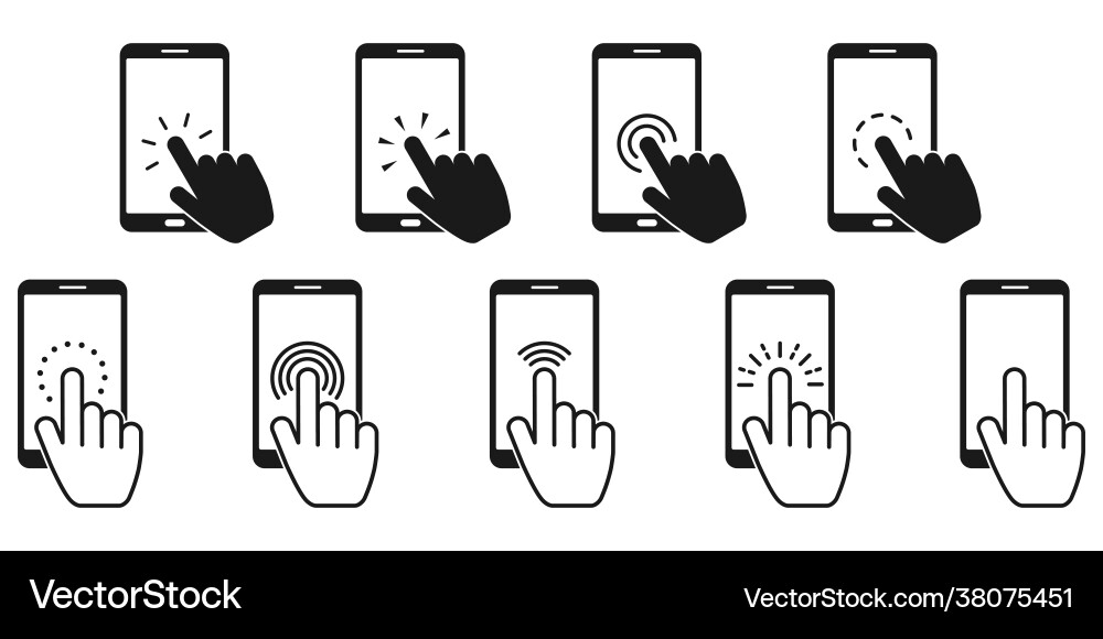 Hand touch screen smartphone icon smartphone Vector Image