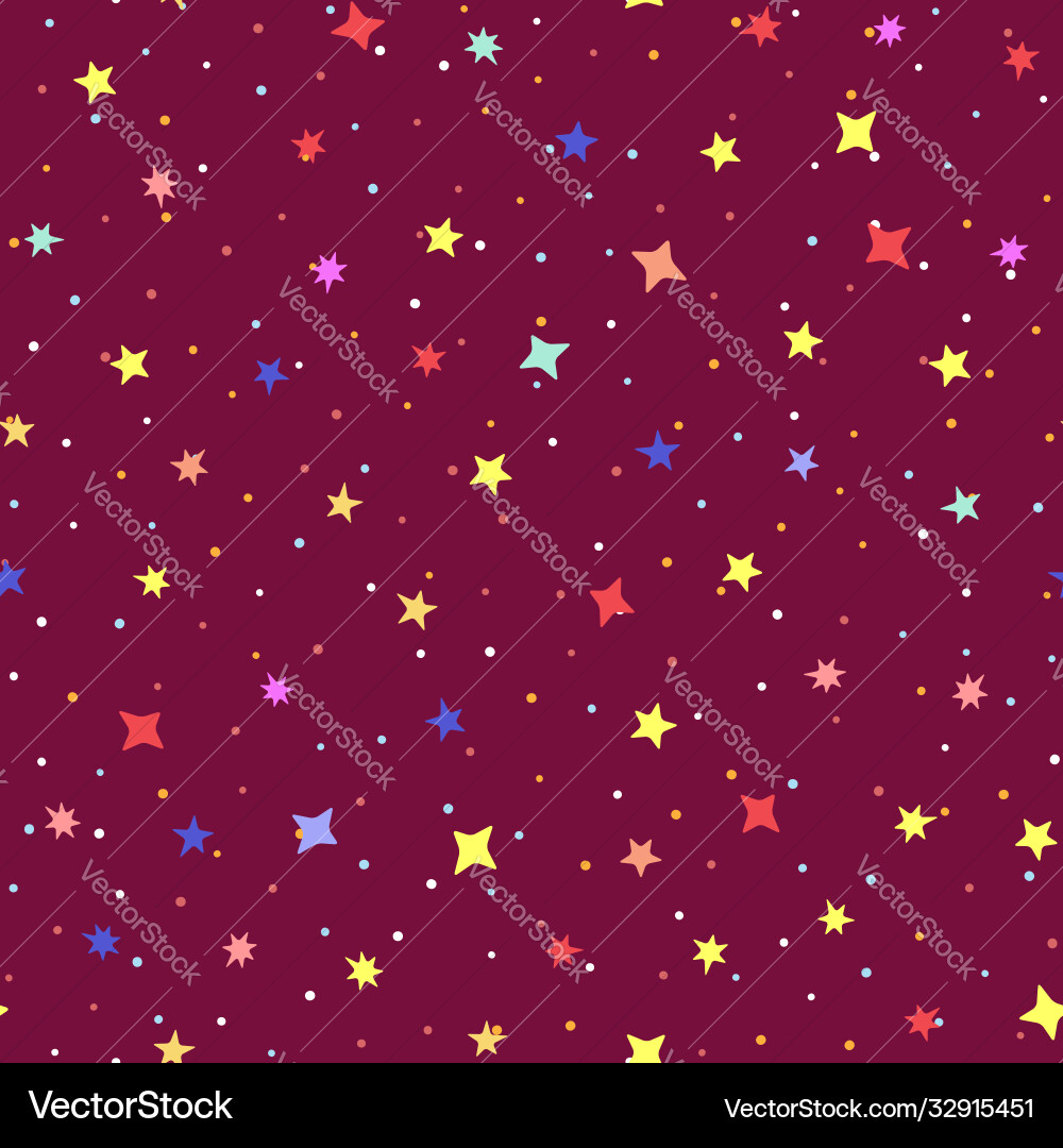 Space seamless pattern with colorful stars Vector Image