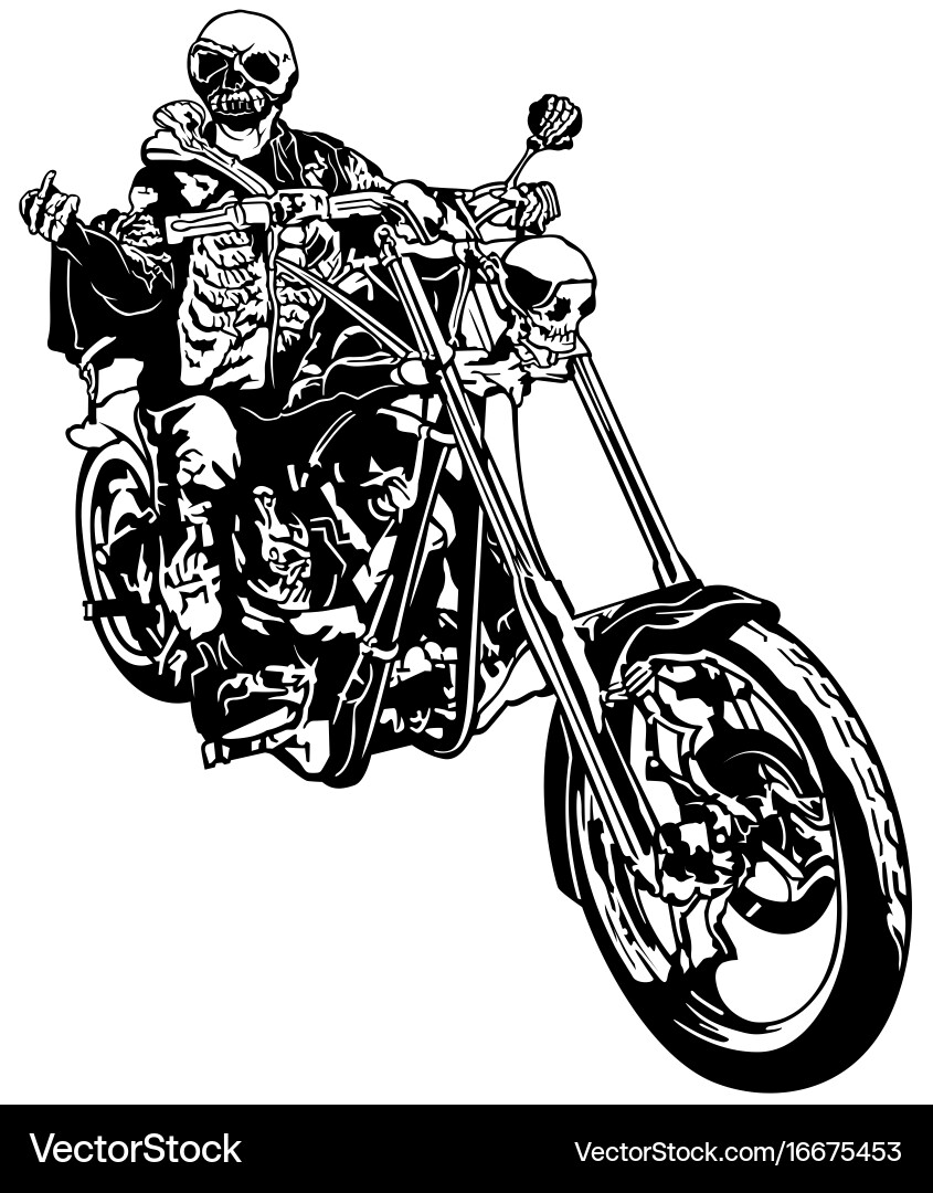 Skeleton rider on chopper Royalty Free Vector Image