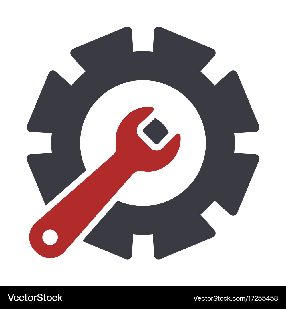 Service tool icons with gear and spanner Vector Image