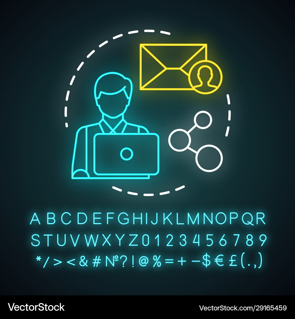 Social media helper neon light icon users support Vector Image