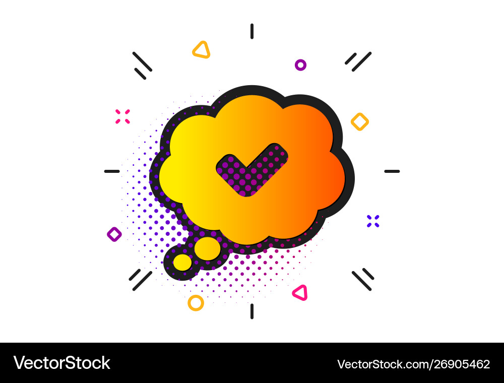 Check mark icon approved comic sign speech Vector Image