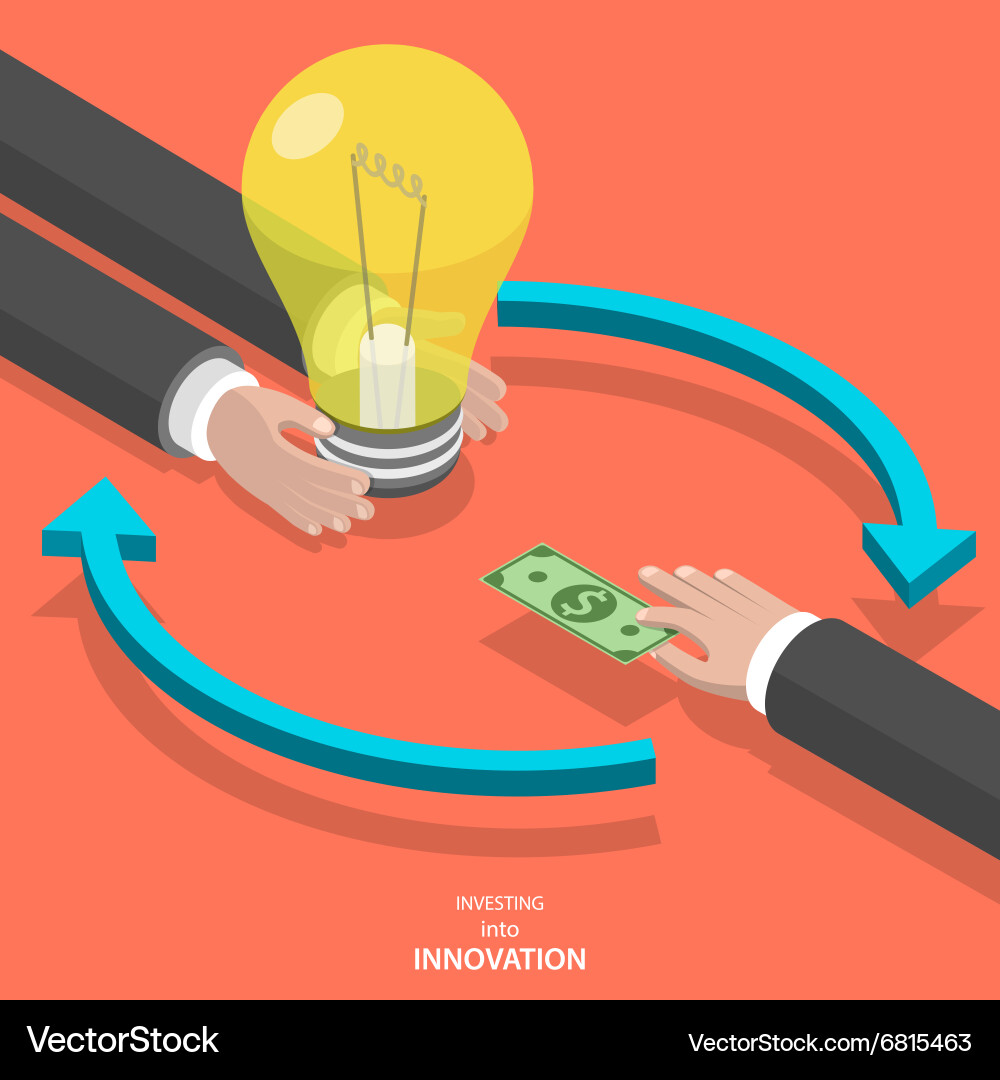 Investing into innovation flat isometric concept Vector Image