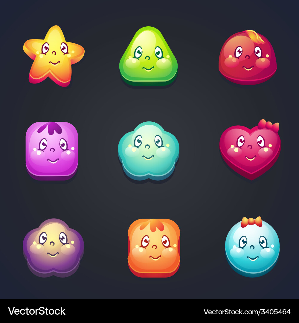 Set marmalade caramel different shapes Royalty Free Vector