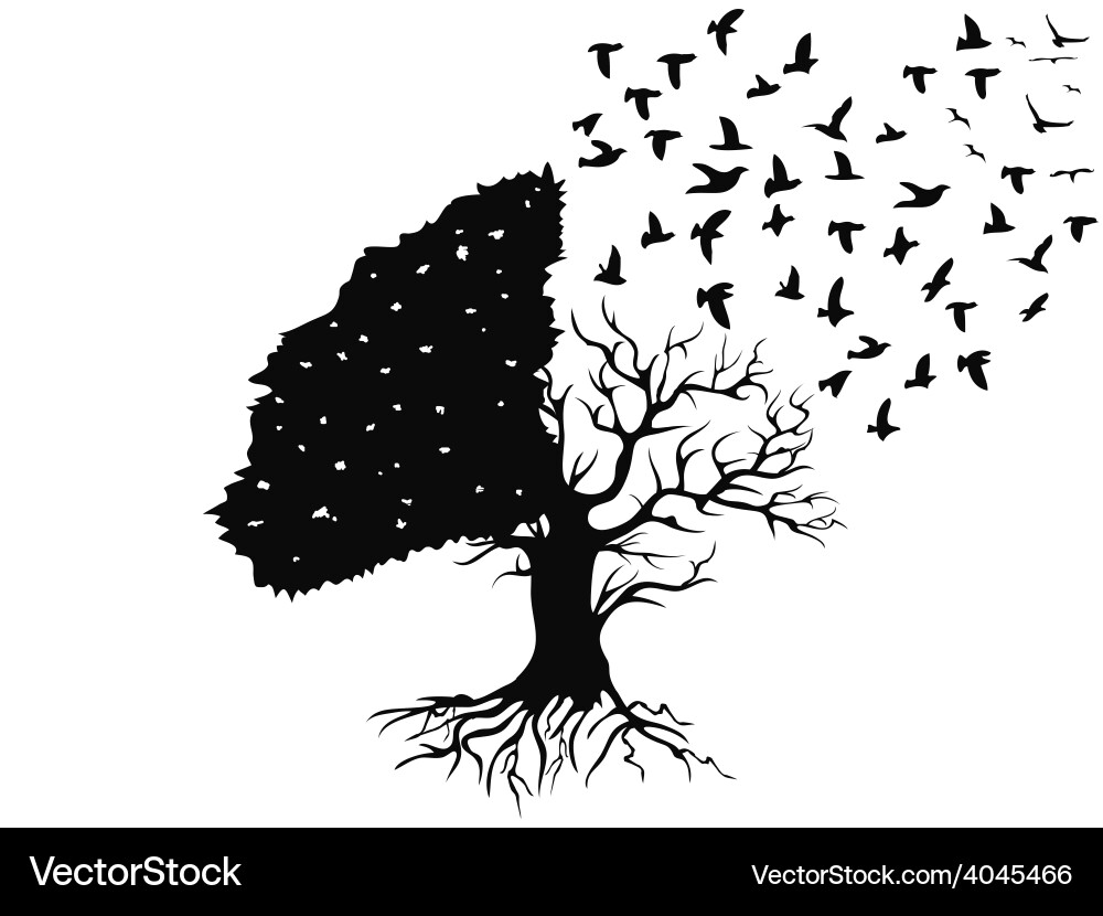 Birds flying from the tree Royalty Free Vector Image