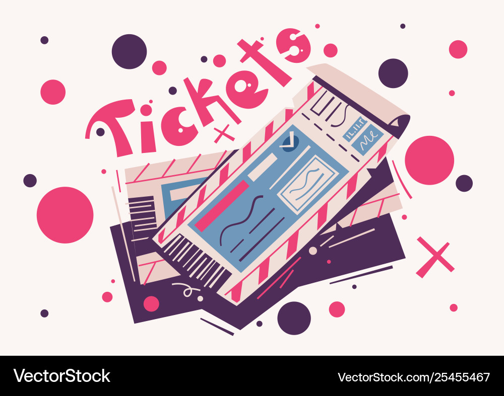 Two tickets cartoon event Royalty Free Vector Image