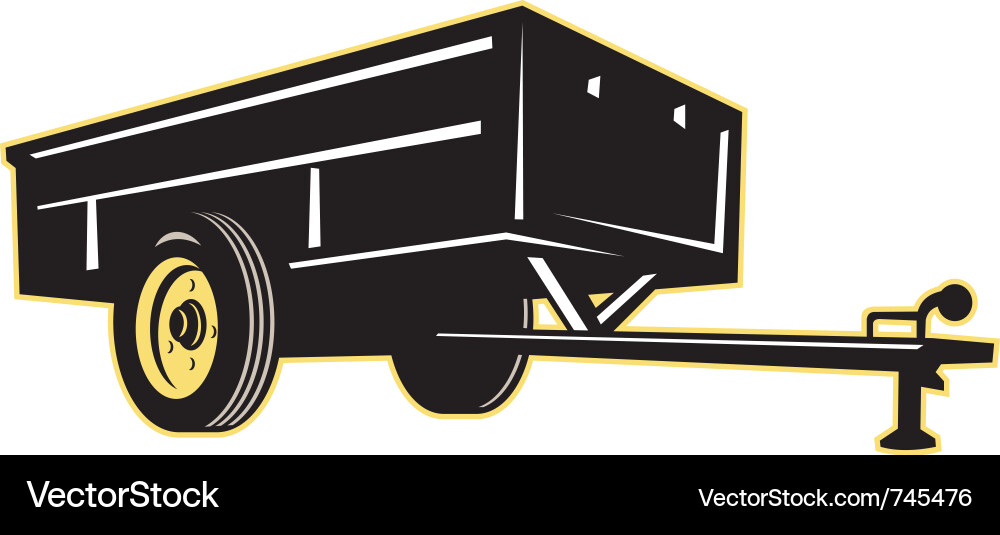 Car garden lawn utility trailer side Royalty Free Vector