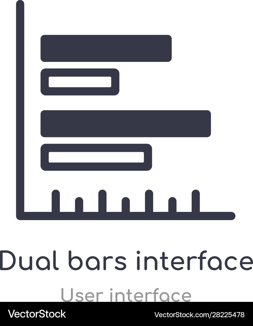 Dual bars interface outline icon isolated line Vector Image