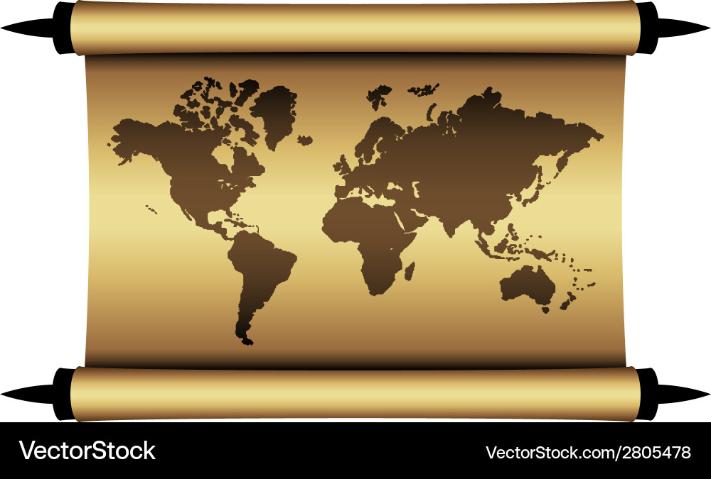 Parchment world map Royalty Free Vector Image - VectorStock