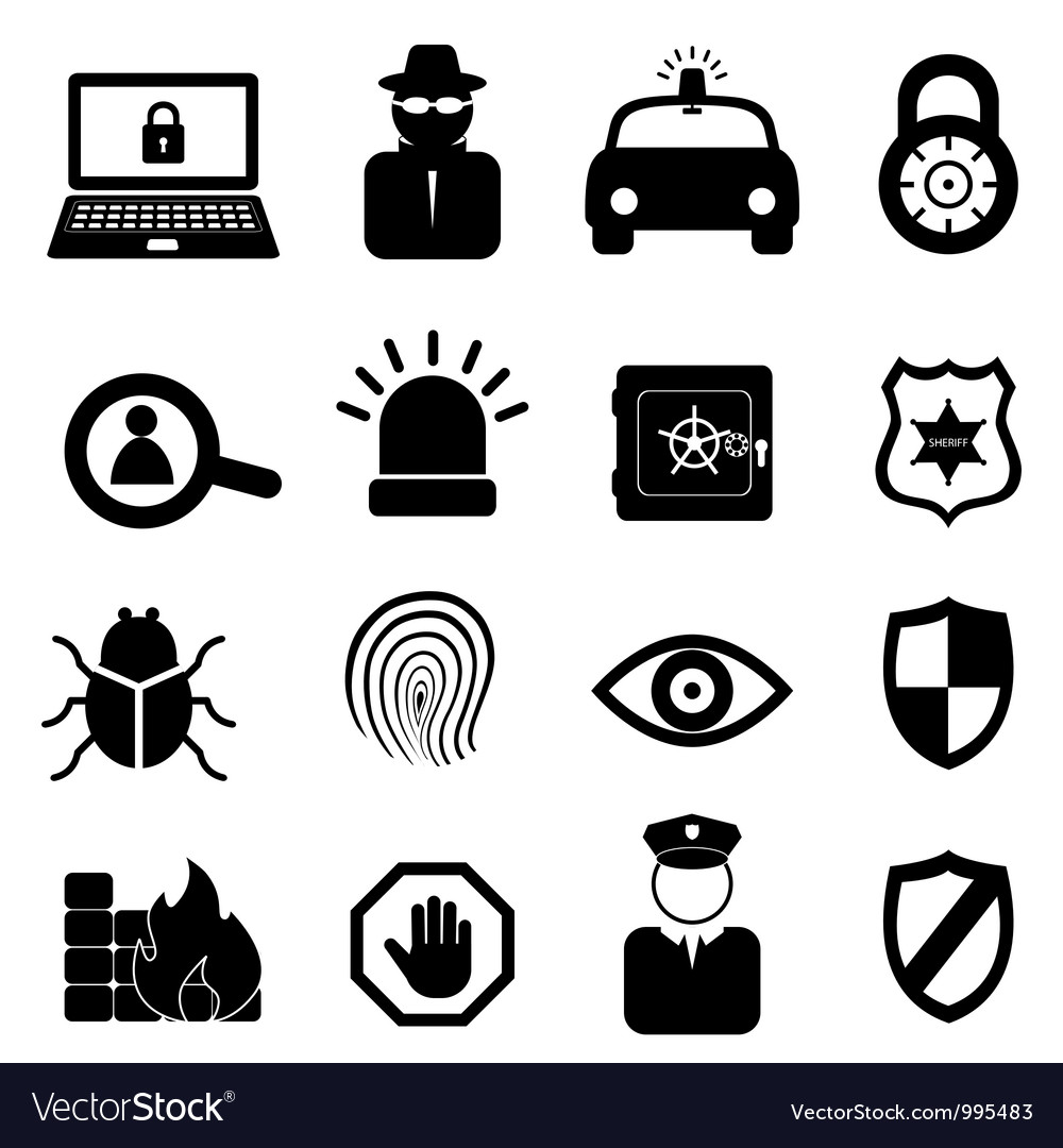 Computer and cyber security icons Royalty Free Vector Image
