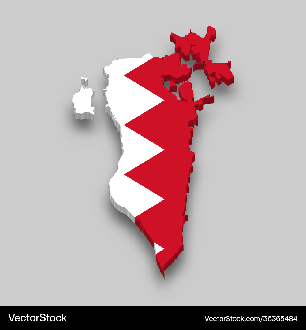 3d isometric map bahrain with national flag Vector Image