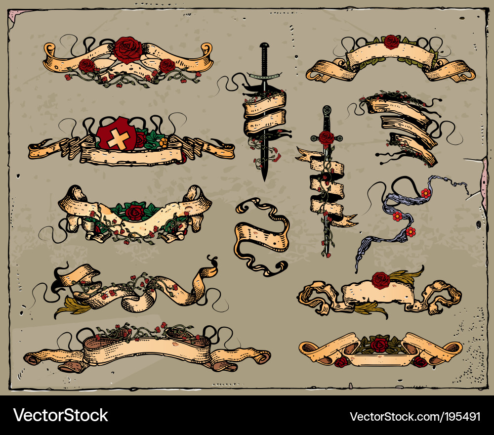 Medieval ribbons Royalty Free Vector Image - VectorStock