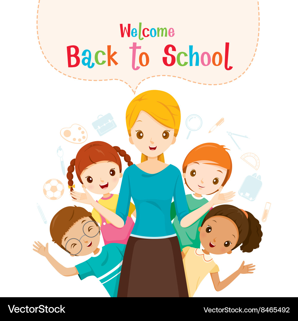 Welcome Back To School Teacher And Student Vector Image